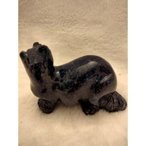 Unbranded | Other | Rare Glossy Blue Stone Beaver Figurine Glass Eyes 3 ...